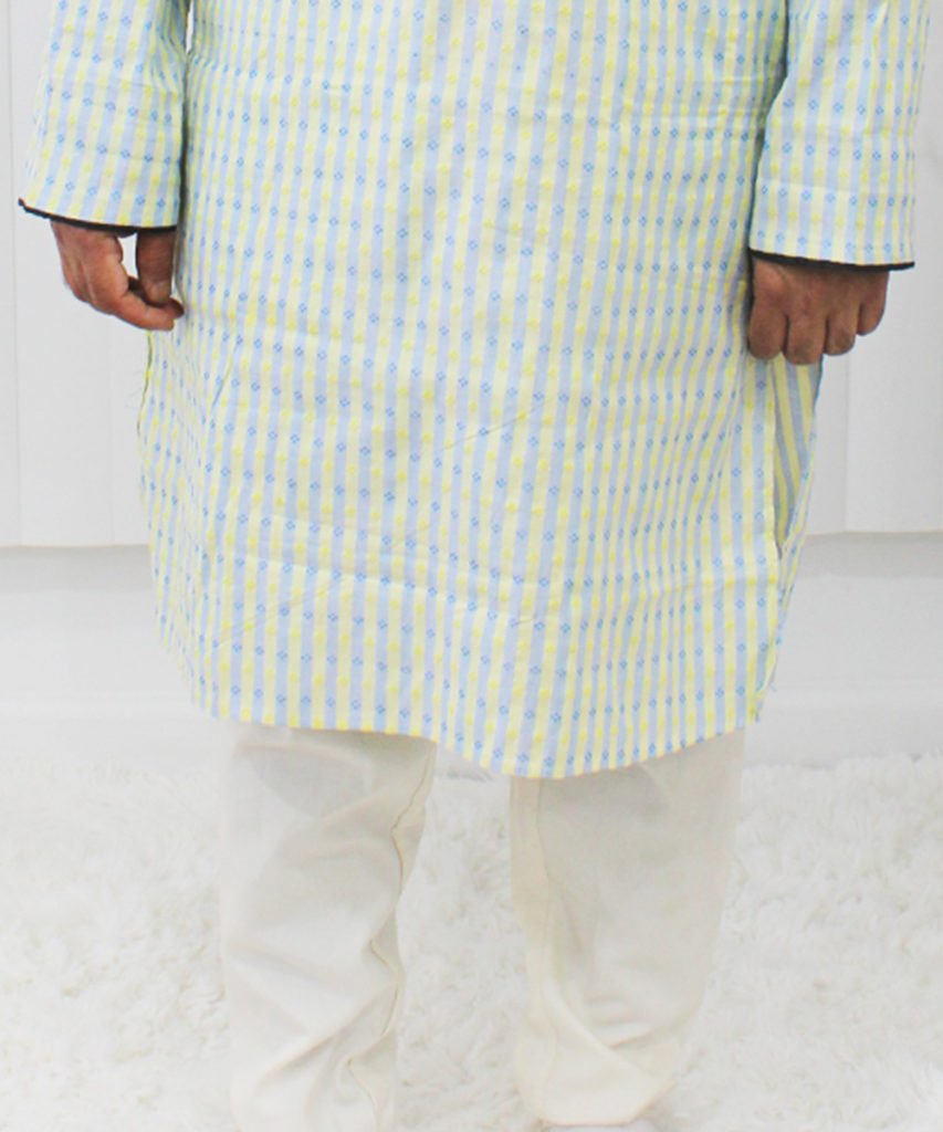 NazonBrand - Panjabi - Light Cream Blue Color - NBLBC-7011 - Nazon Brand