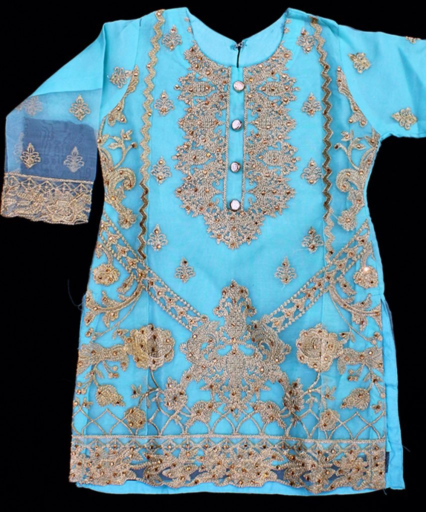 Kids Sharara Dress-Peach and Paste Color-NBKD21553 - Nazon Brand